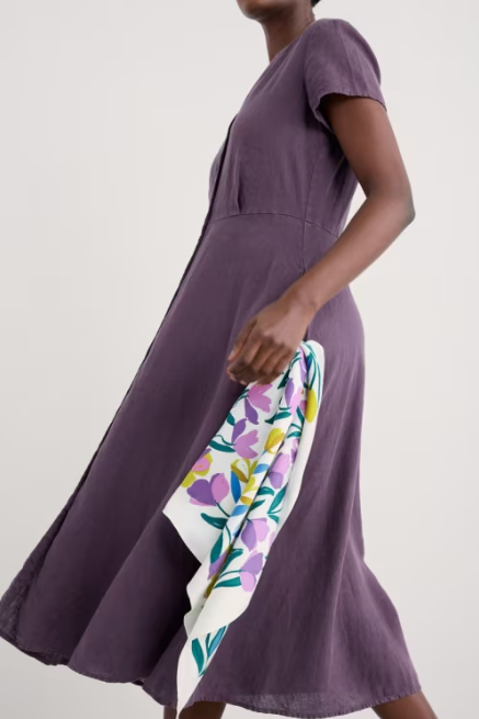 May Garland Square Scarf - Collaged Tulips Border – Arabesque Springwood